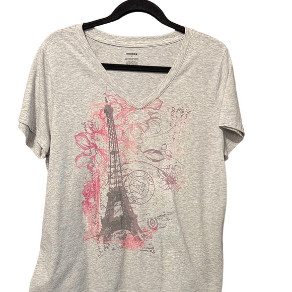 St. John's Bay | Tops | Gray Vneck Top With Paris Eiffel Tower Design ...